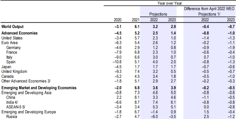 IMF의 2022년 7월 세계경제전망 : 성장률 하향, 인플레 상향