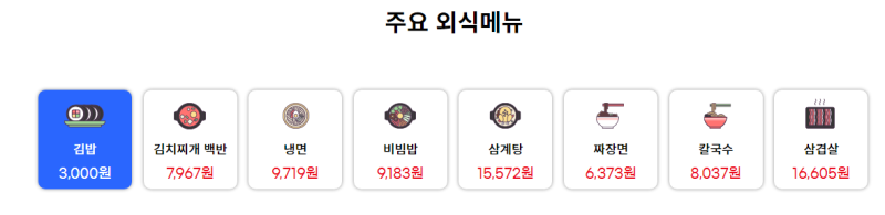 간단전달정보2023년외식메뉴가격