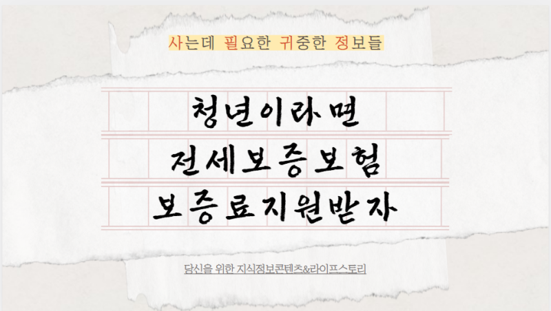 청년들을 위해 전세보증금 보험료를 최대 30만원까지 지원해준다는데