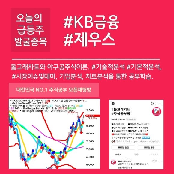 주식 공부방 Kb금융 금리인상관련주 제우스 반도체관련주 기업분석 차트공부