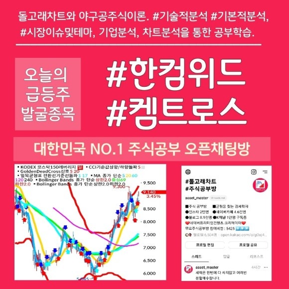주식 공부방 한컴위드 인터넷보안관련주 켐트로스 탄소배출권관련주 기업분석 차트공부