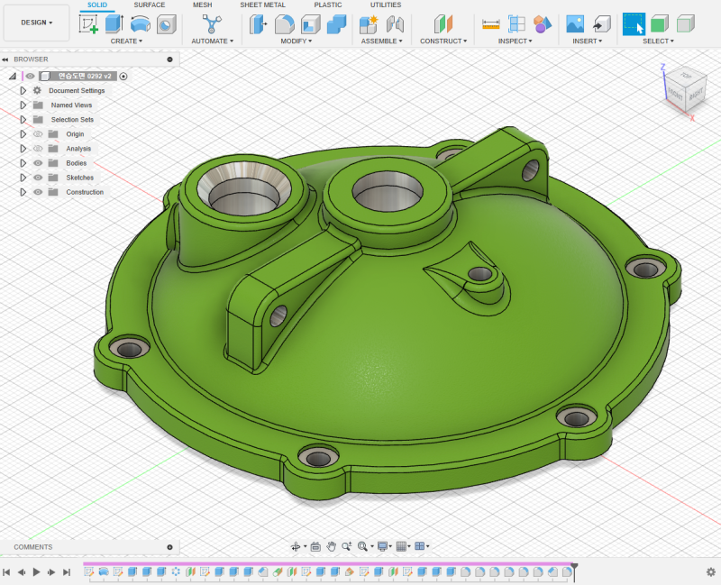 하루 하나 3D모델링! 0292 도면 #Revolve #CirculaPattern #OffsetPlane #Chamfer # ...