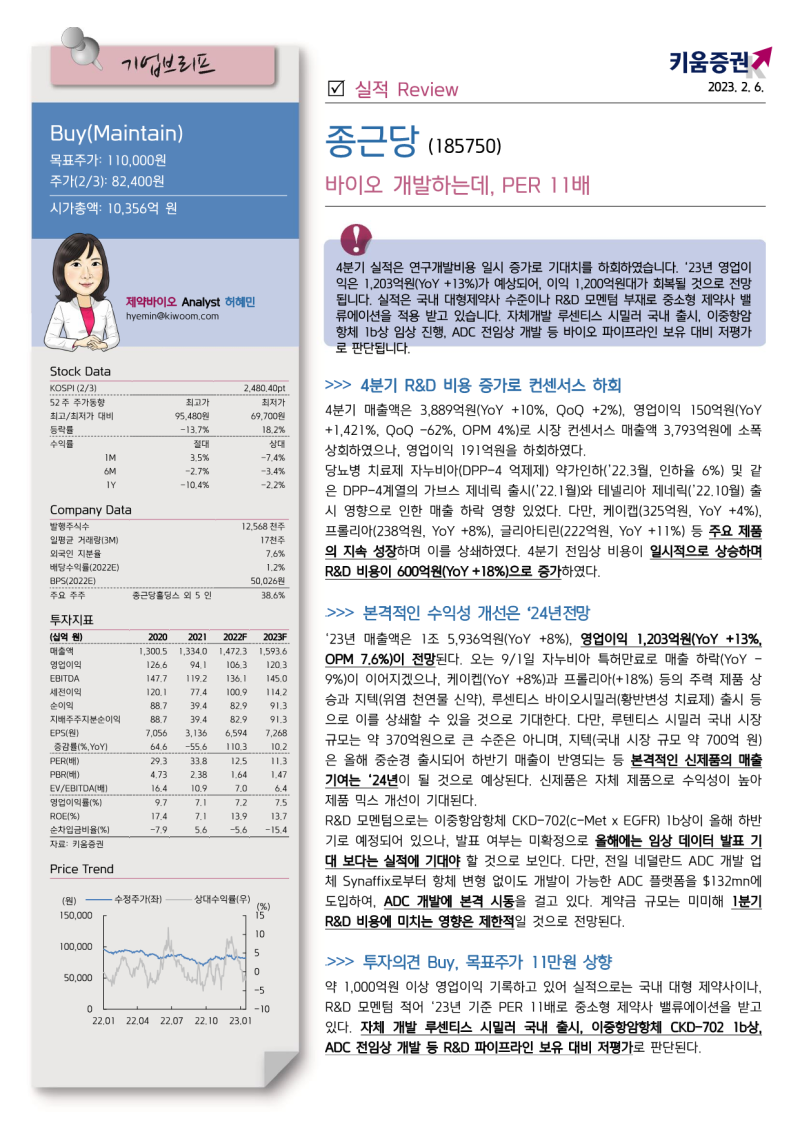 종근당 증권사리포트
