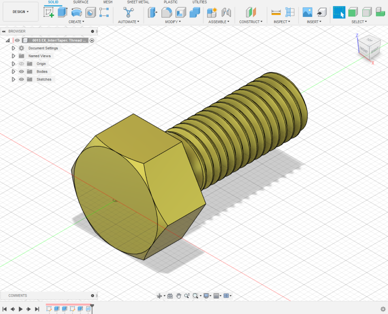 하루 하나 3D모델링! 001S 육각머리 볼트 #Extrude intersect #Extrude Taper angle #Thread