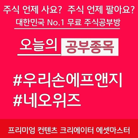 주식공부방 우리손에프앤지 럼피스킨관련주 네오위즈 모바일게임관련주 기업분석 차트공부 주식교육방 에셋마스터
