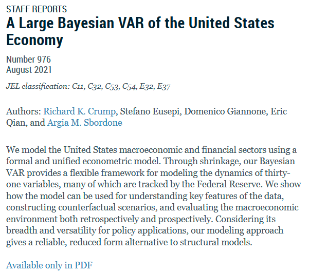 [뉴욕 연준 논문] Bayesian 벡터 자기회귀(BVAR) 모델을 활용한 경제전망 : 핵심은 "실질투자"