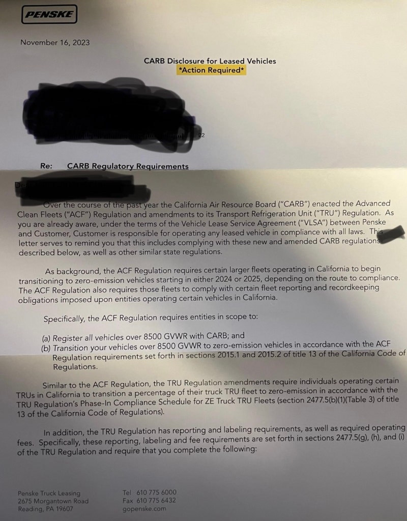 13. 대기자원위원회(CARB) 내년 ACF 규정 및 TRU 규정 시행 알림