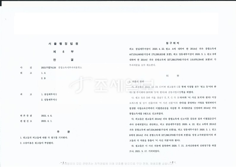 종소 원고 등이 분양사업을 하며 발생한 사업소득액에서 이월결손금을 차감 후 종합소득세를 0원 신고했으나 이월결손금이 과다