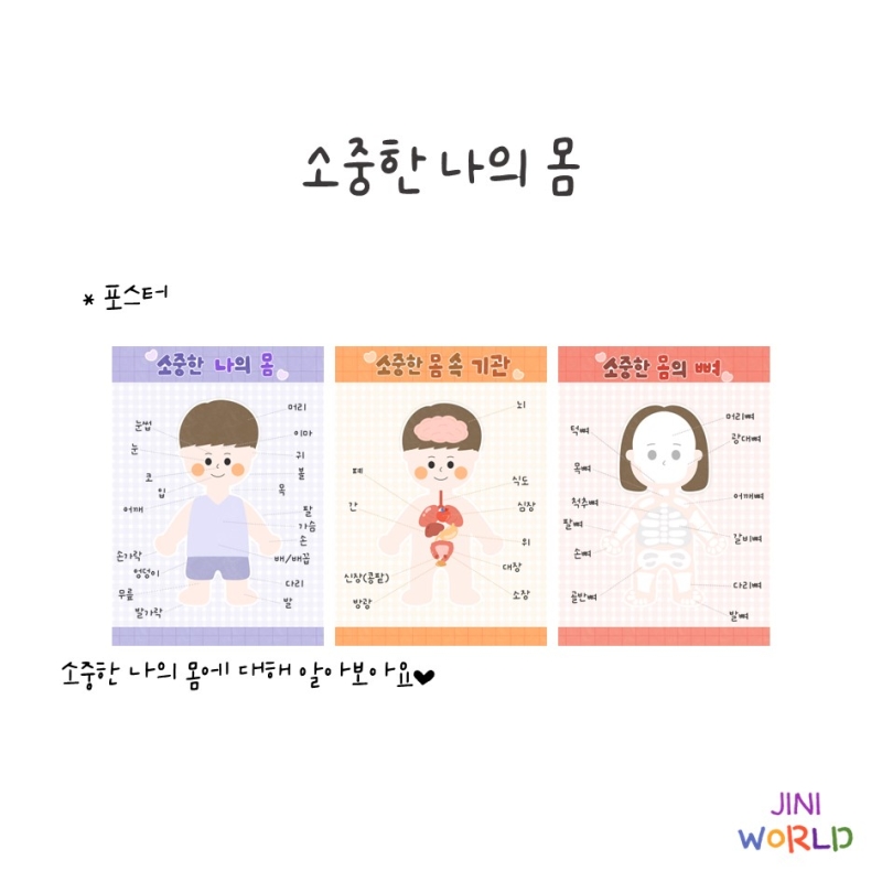 소중한 나의 몸 포스터 몸 속 기관 몸의 뼈