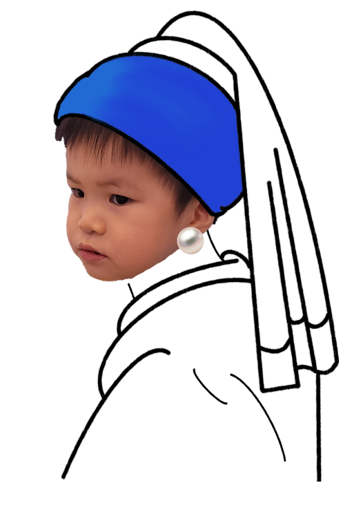 명화 진주 귀걸이를 한 소녀 합성 도안