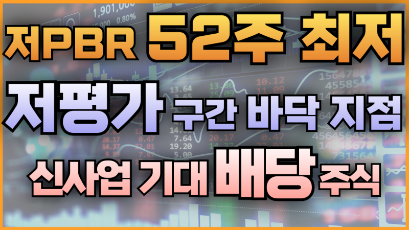 저PBR 52주 최저가 저평가 구간 바닥 지점 신사업 기대 배당 주식