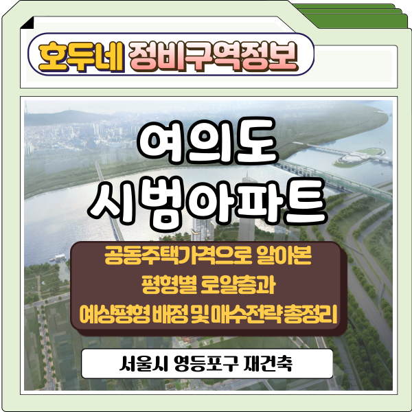 여의도 시범아파트 공동주택가격으로 알아본 평형별 로얄층과 예상평형 배정 및 매수전략 총정리영등포구 여의도 재건축