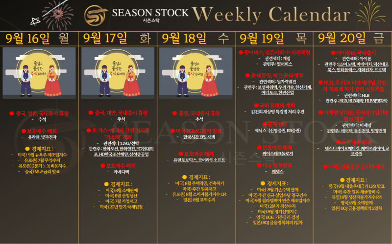 미리보는 주간 증시일정 9월3주차 이슈＆관련주 알아보자
