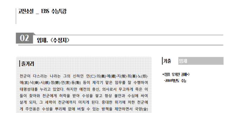 Ebs 2025학년도 수능특강소설임제 분석