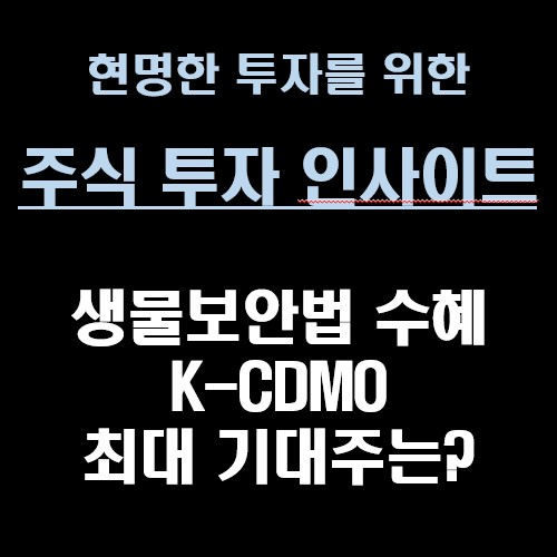 [주식 투자 인사이트] 생물보안법 수혜 K-CDMO 최대 기대주는?