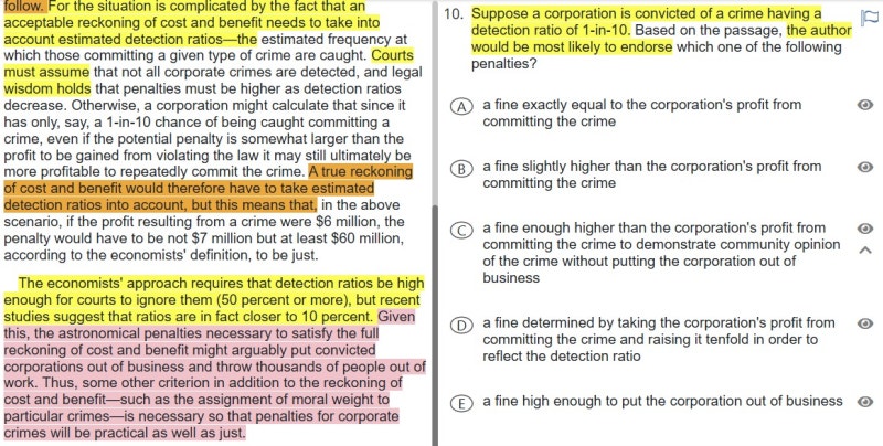 LSAT RC 키워드 위주 독해 Exercise - PT77_Section 4_Passage 2: Q10 정답 단서(source) 체크