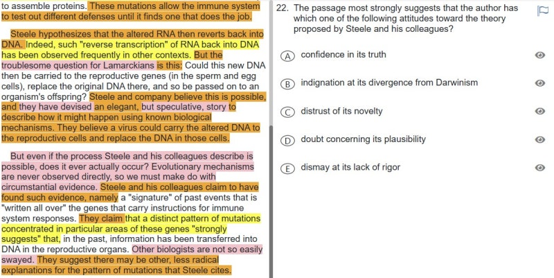 LSAT RC 키워드 위주 독해 Exercise - PT77_Section 4_Passage 4: Q22 정답 단서(source) 체크