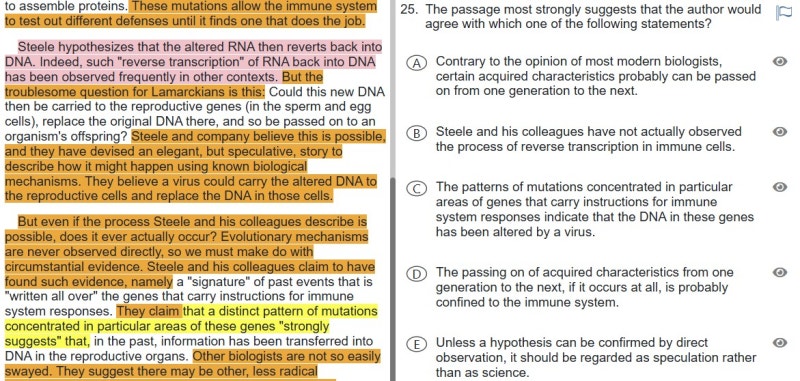 LSAT RC 키워드 위주 독해 Exercise - PT77_Section 4_Passage 4: Q25 정답 단서(source) 체크