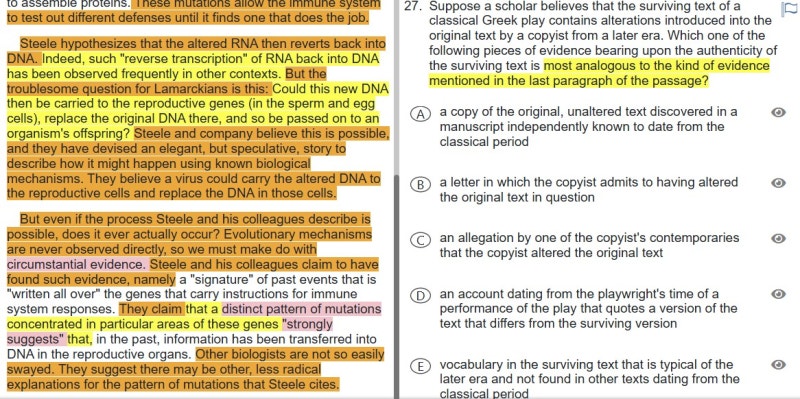 LSAT RC 키워드 위주 독해 Exercise - PT77_Section 4_Passage 4: Q27 정답 단서(source) 체크
