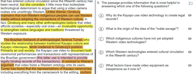 LSAT RC 키워드 위주 독해 Exercise - PT143_Section 2_Passage 1: Q5 정답 단서(source) 체크