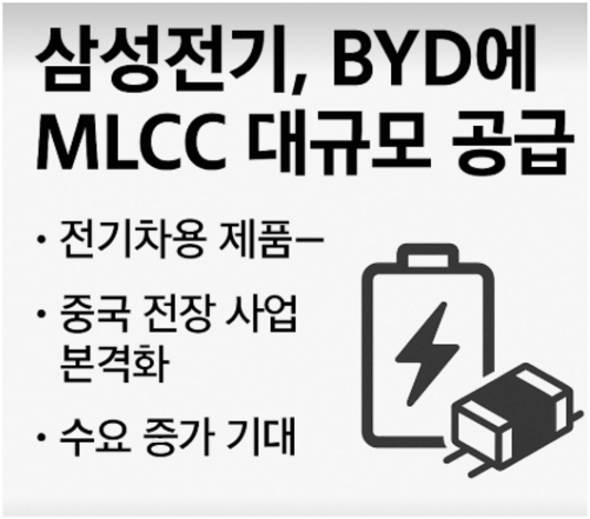 삼성전기,중국 BYD자동차에 MLCC 공급
