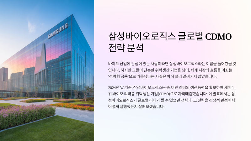 삼성바이오로직스 글로벌 CDMO 전략 분석: 생산능력 64만 리터 돌파, 5대 장기계약 전략으로 본 미래 주도권 확보법