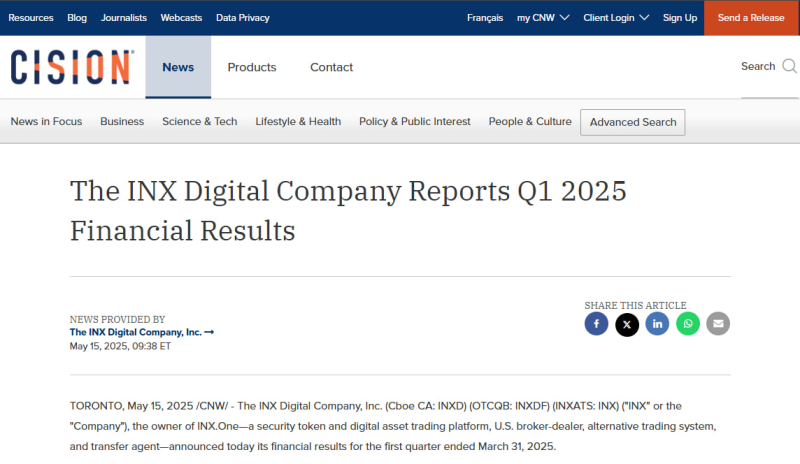 INX 디지털 컴퍼니, 2025년 1분기 재무 실적 발표