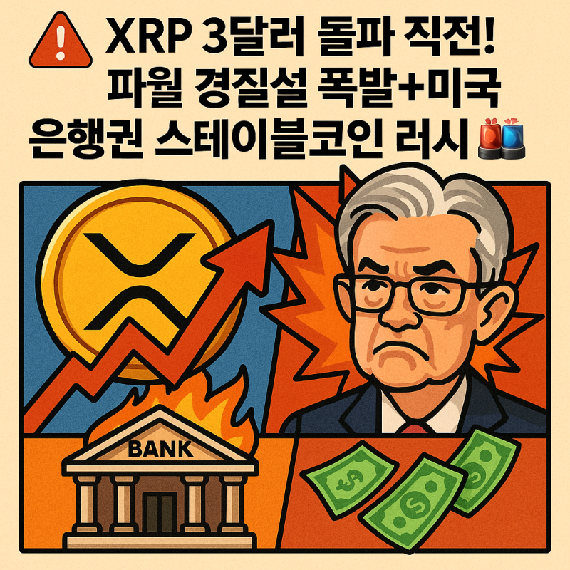 🚨 XRP 3달러 돌파 직전! 파월 경질설 폭발+미국 은행권 스테이블코인 러시🚨