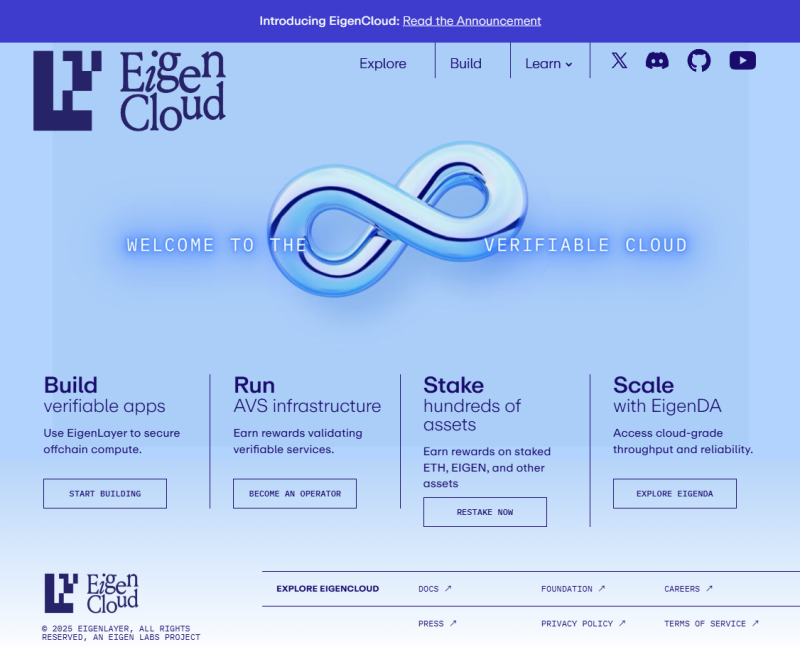 EigenCloud는 EigenLayer의 확장 버전으로, 기존의 restaking 프로토콜을 넘어 개발자 중심의 통합 플랫폼으로 진화