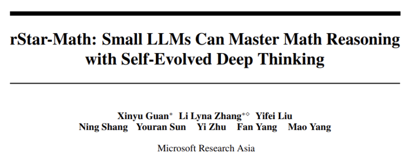 소형 언어 모델(SLM)만으로 OpenAI의 o1 모델을 능가?! 마이크로소프트의 수학 특화 추론 기술 ‘rStar-Math’