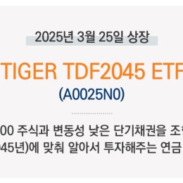 댓글 : 새로 상장한 IRP계좌 안전자산 투자상품 TIGER TDF 2045 ETF 분석 (2)