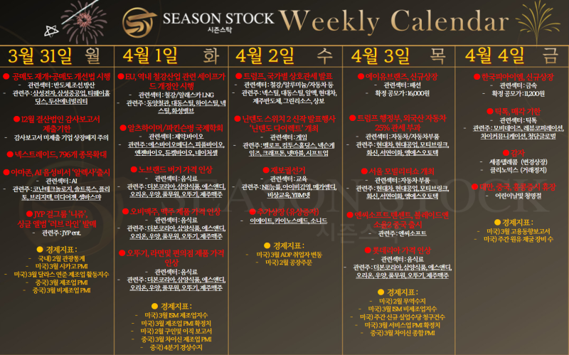 미리보는 주간 증시일정 4월1주차 이슈＆관련주 알아보자