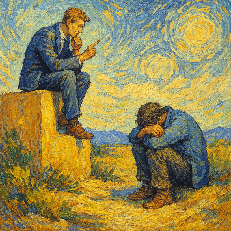 비판하기 전에 기억하라 너의 자리는 누군가에겐 특권일 수 있다. 세상의 모든 이가 너처럼 유리한 자리에 서 있는 것은 아니다.